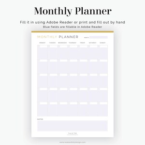 Monthly Planner V3 - Fillable - Time Planner, Perpetual Calendar ...