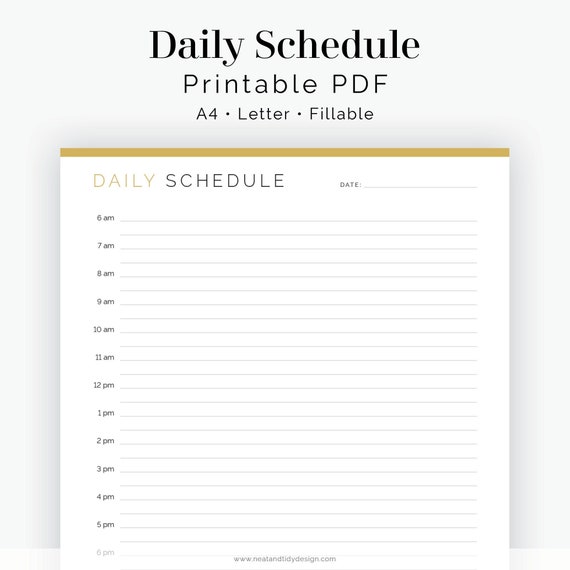Daily Schedule 2 Layouts Fillable Printable PDF | Etsy