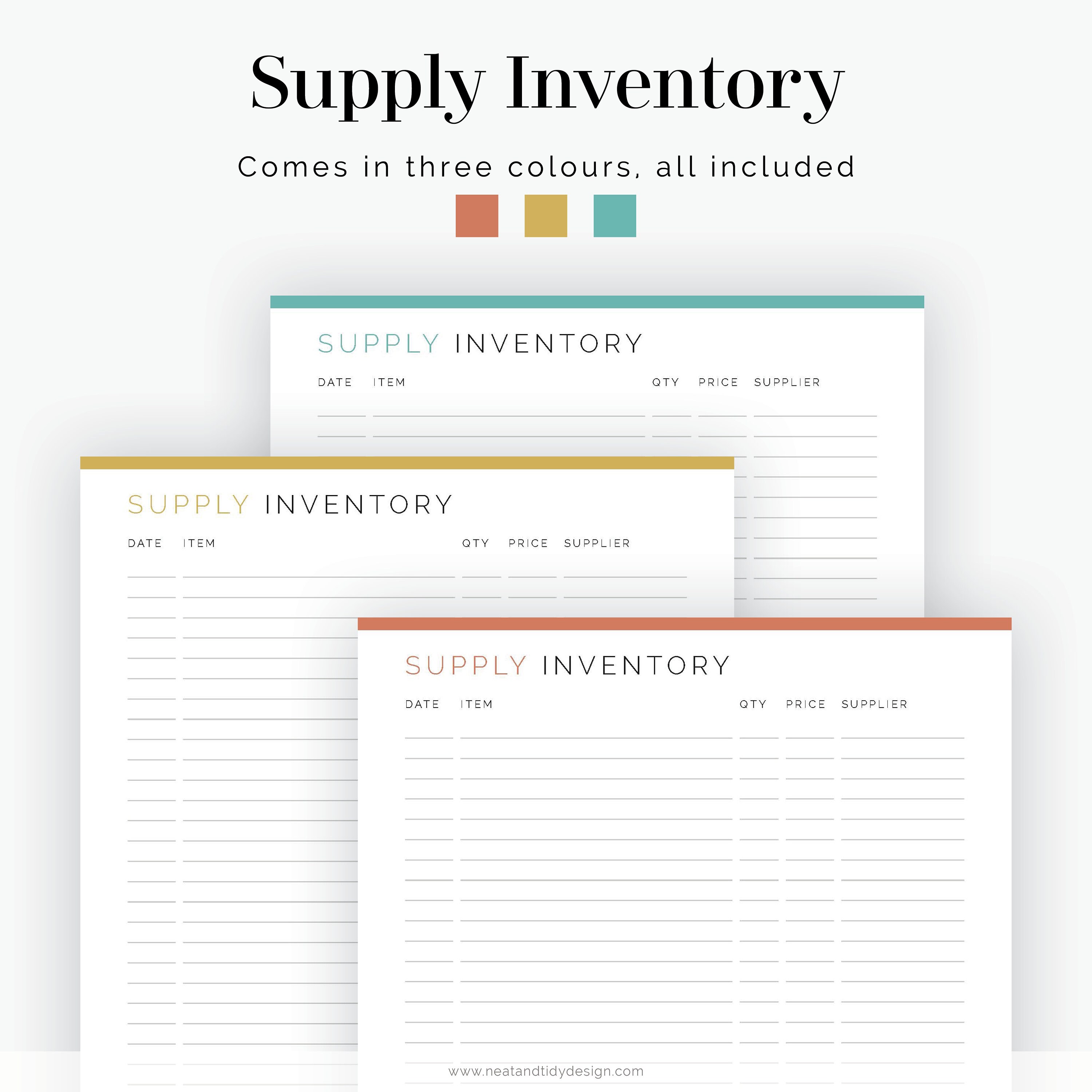 Supply Inventory Log - Fillable - Printable PDF - Business Planner ...