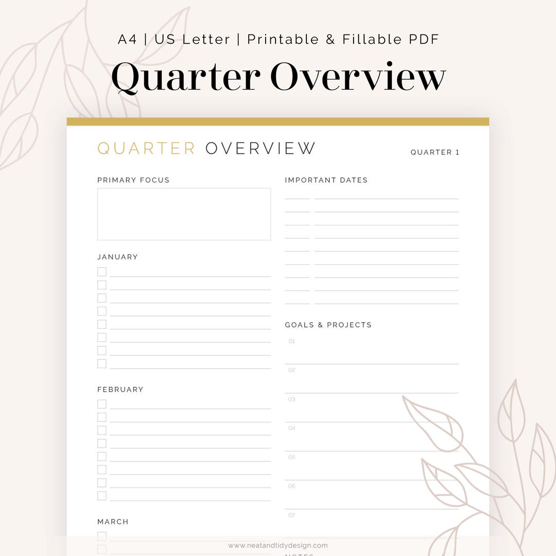Quarter Overview | Fillable and Printable PDF - Productivity Overview ...