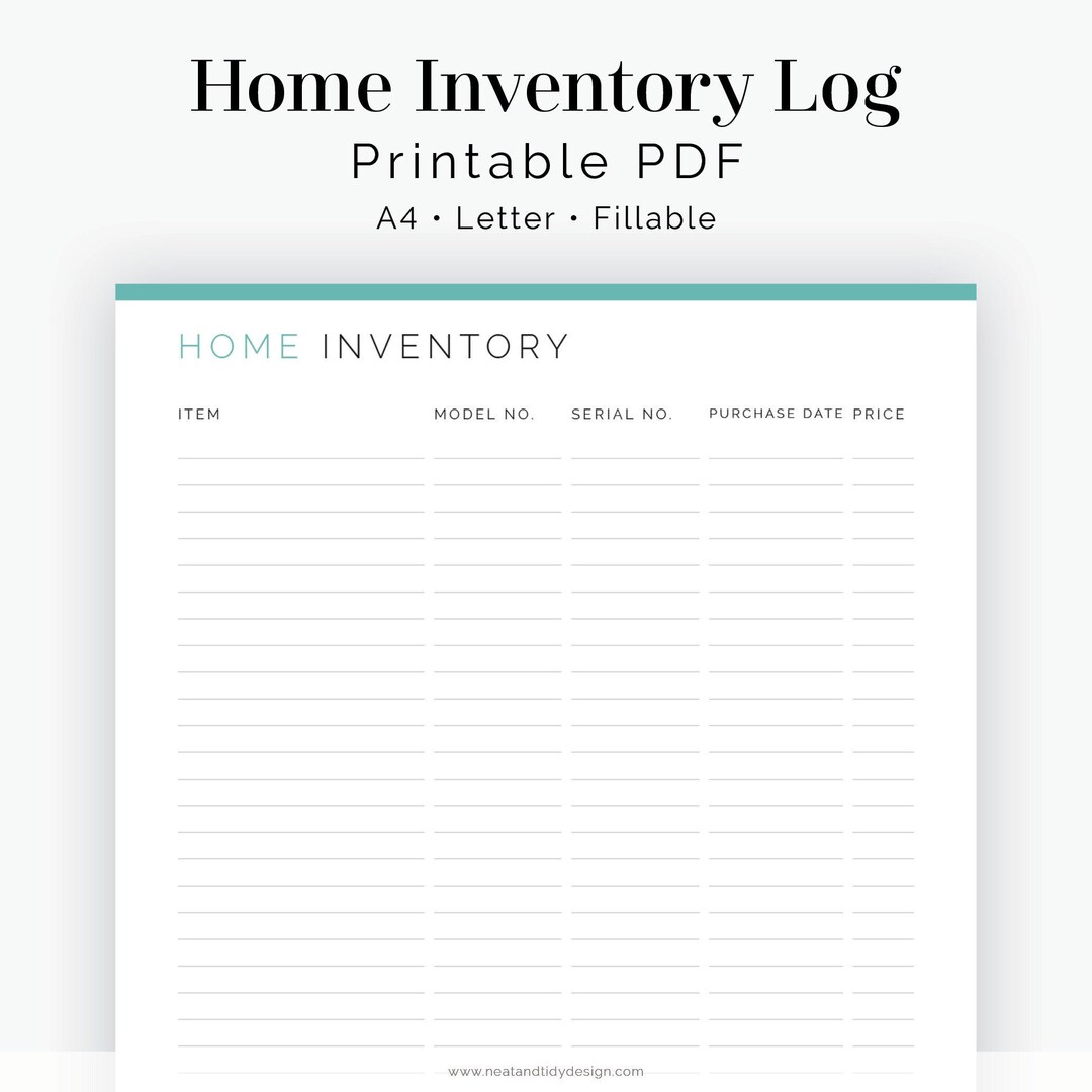 Home Inventory Log - Household Valuables & Possessions Tracker ...