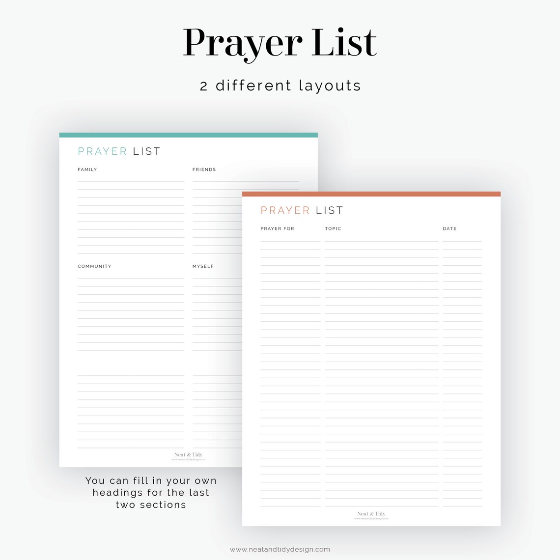 Prayer List 2 Layouts Fillable Printable PDF Daily Devotional Practice ...