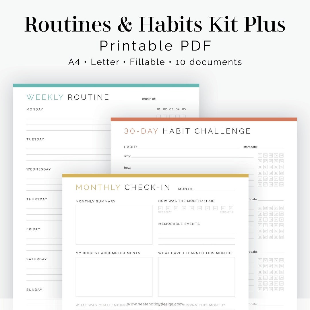 Routines & Habits Kit Plus (10 Documents) - Fillable - Printable PDF ...
