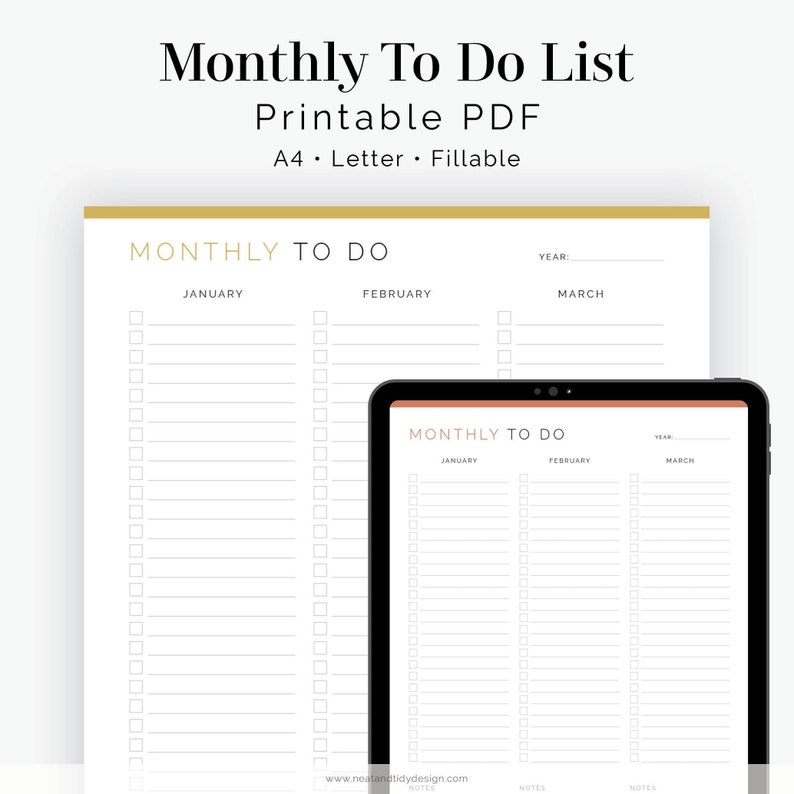 Monthly to Do List V3 Fillable Printable PDF Task Management ...