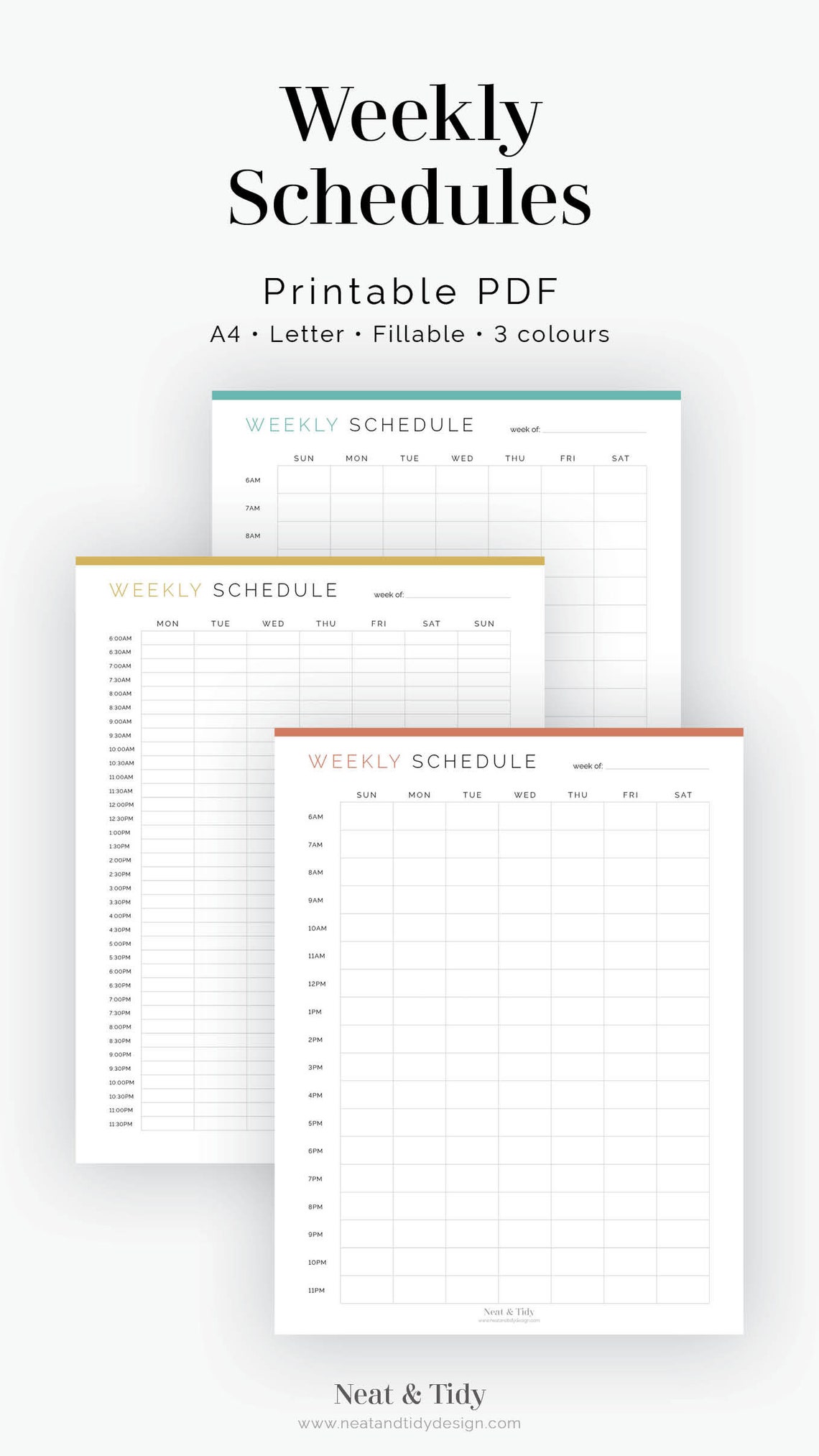 Weekly Schedule 2 Layouts Fillable Printable PDF - Etsy