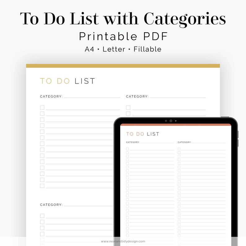 To Do List With Categories (4 Versions) - Fillable - Printable PDF ...