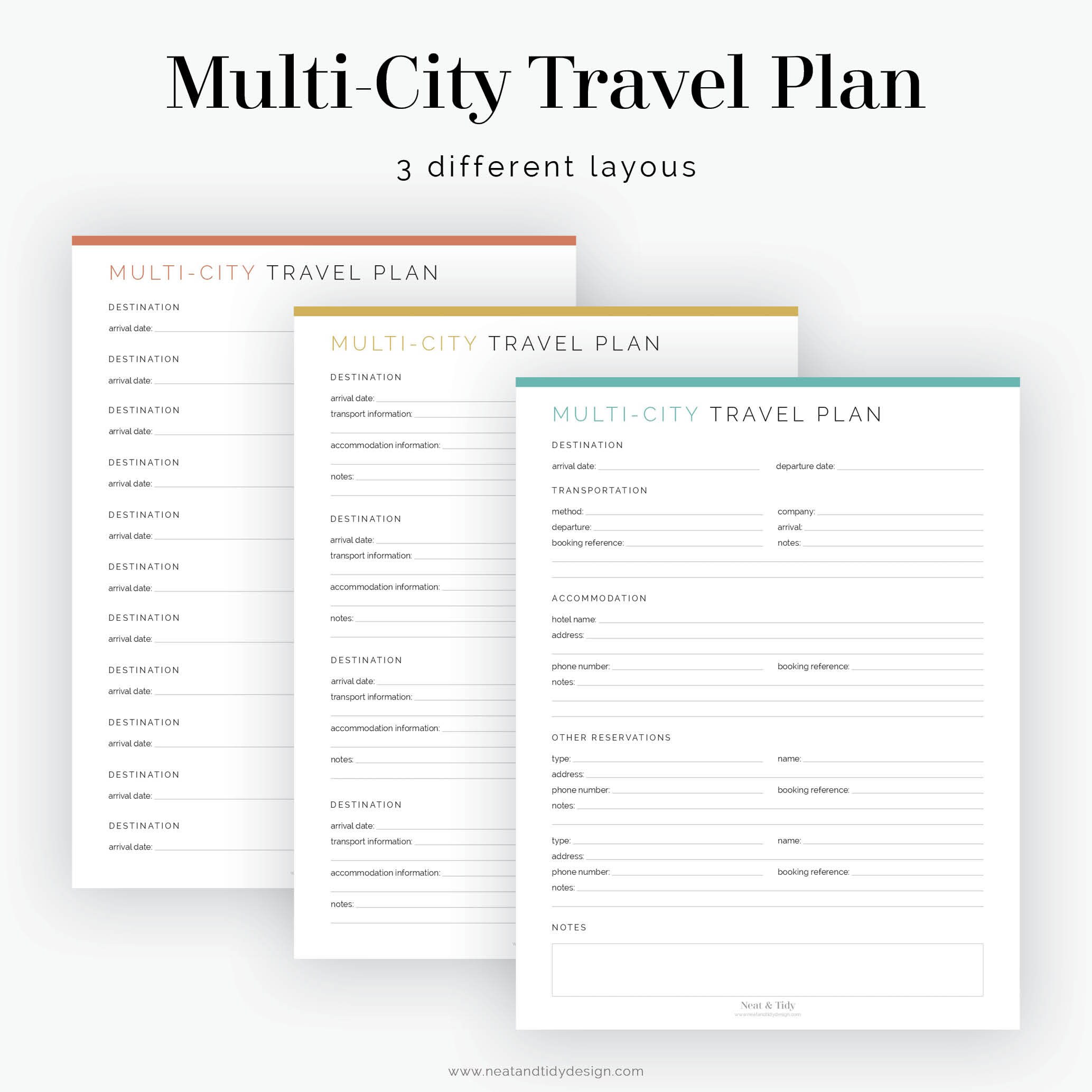 Multi-city Travel Plan - Fillable - Travel Planner, Vacation Planner ...