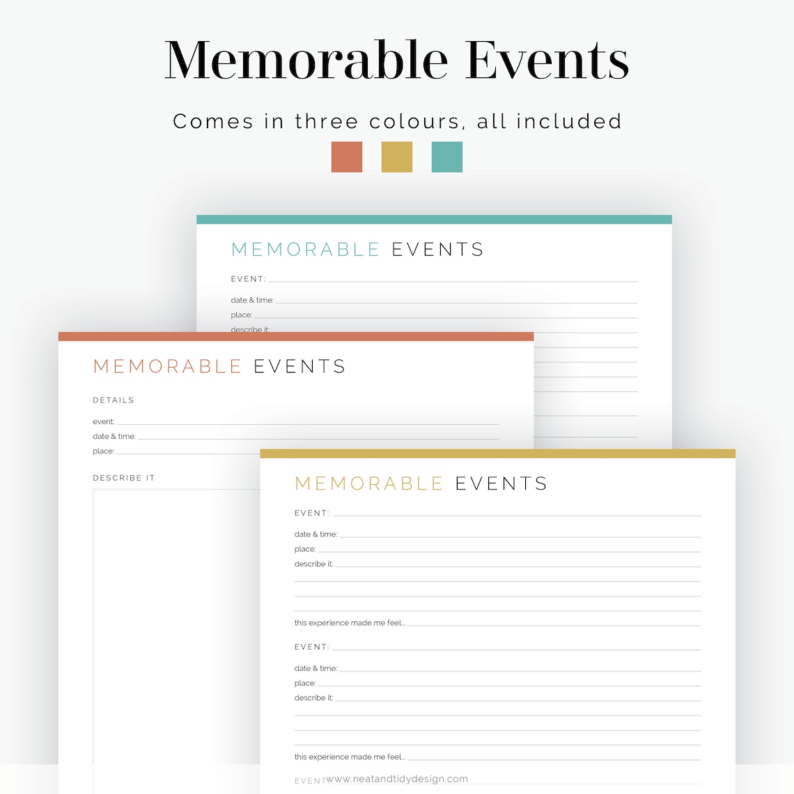 Memorable Events Printable 2 Layouts Fillable Printable PDF Memory Book ...