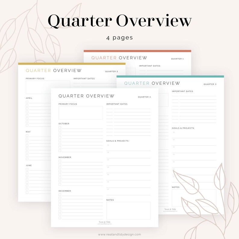 Quarter Overview | Fillable and Printable PDF - Productivity Overview ...
