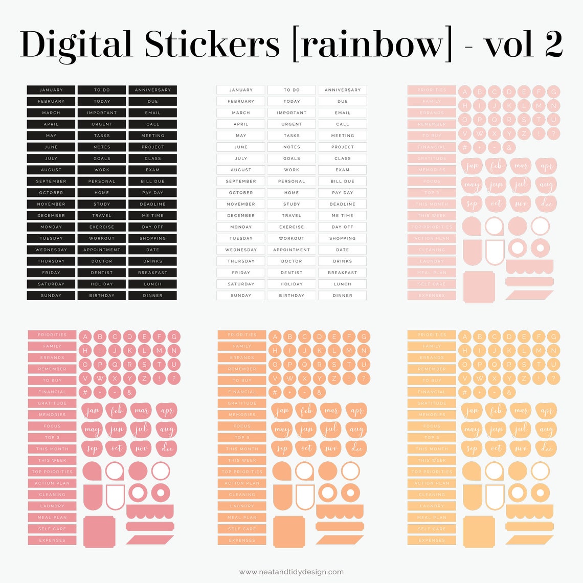 Digital Stickers for Goodnotes Planners Vol 2 1580 - Etsy