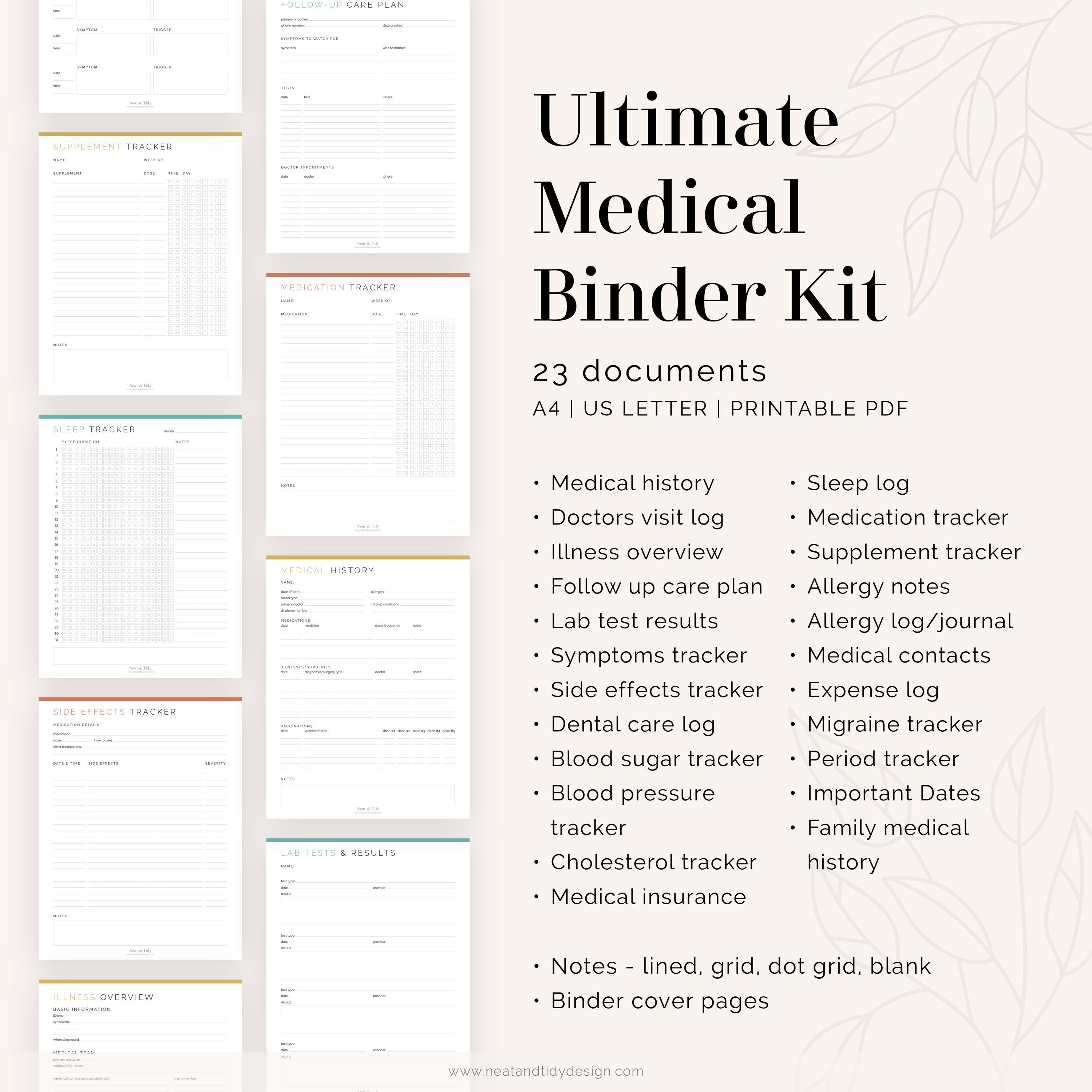 Ultimate Medical Binder Kit (23 Documents) - Fillable - Printable PDF ...