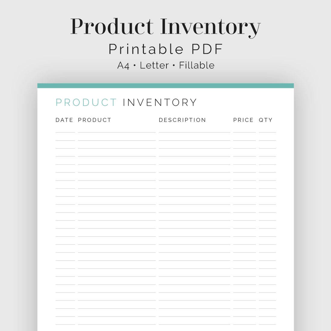 Product Inventory Log Fillable Printable PDF Business | Etsy