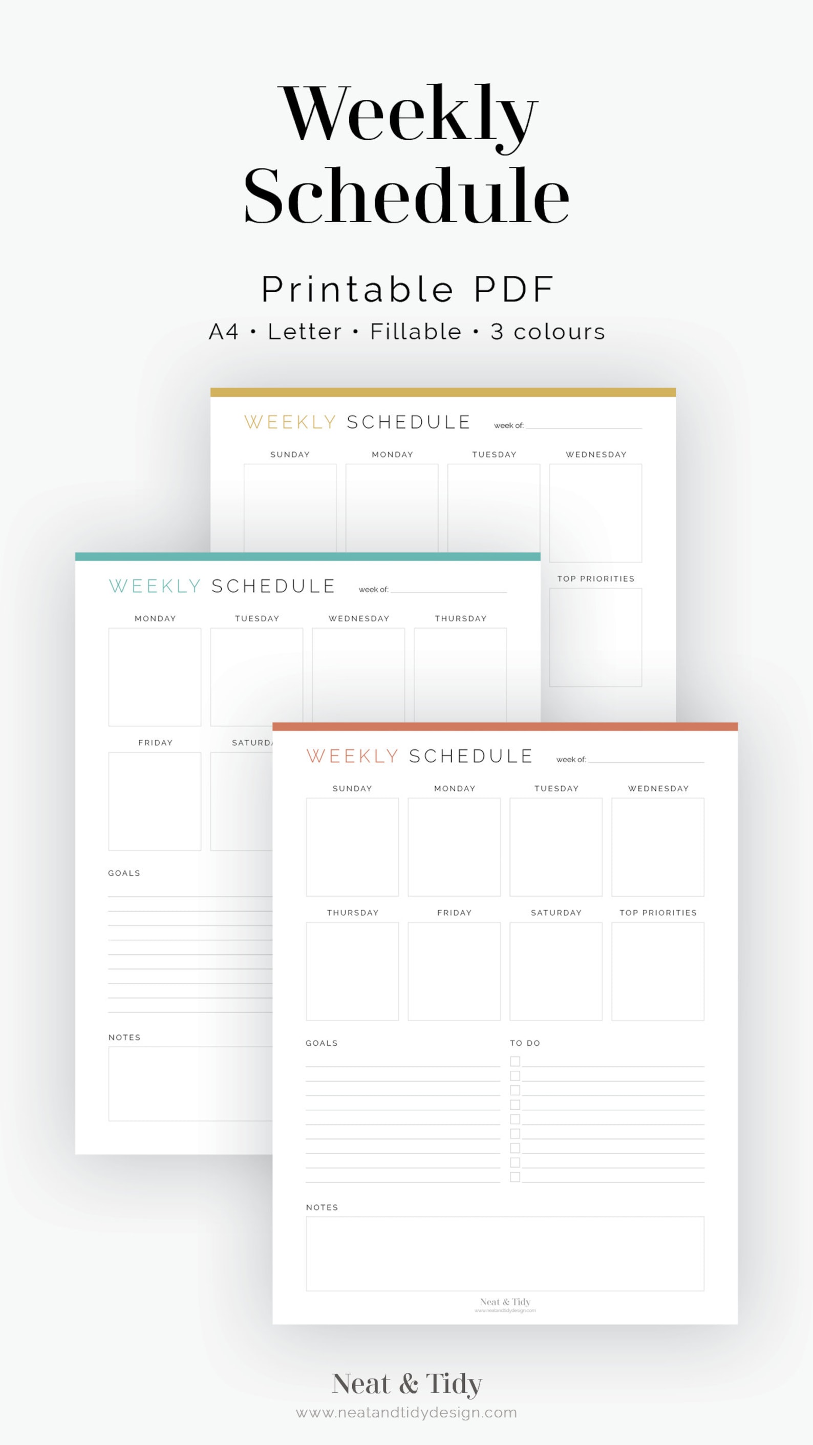 Weekly Schedule Fillable Printable PDF Academic Planner, Education Time ...