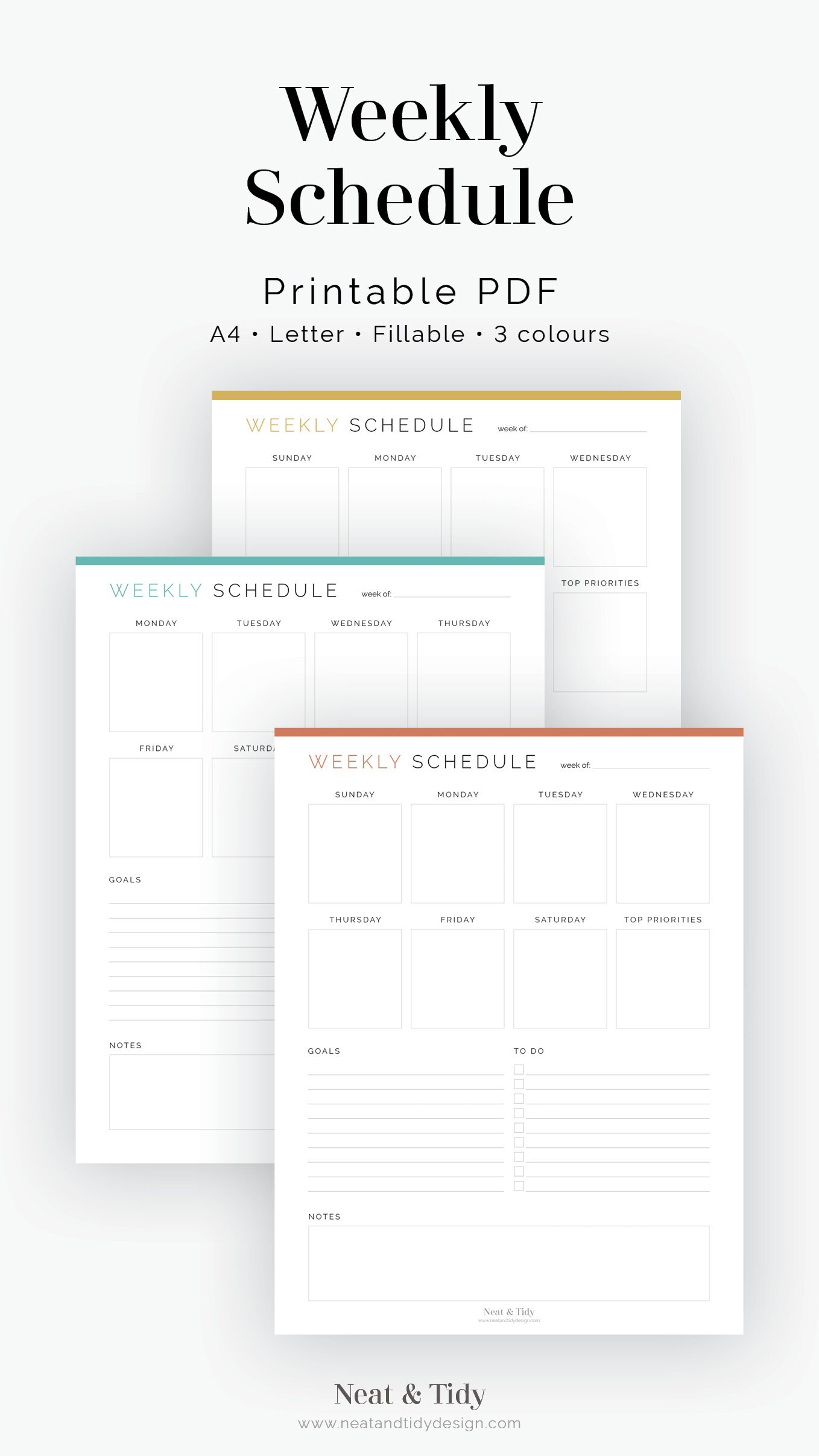 Weekly Schedule Fillable Printable PDF Academic Planner - Etsy