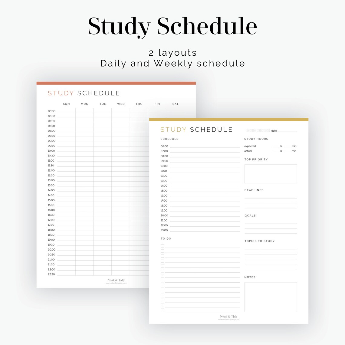 Daily & Weekly Study Schedule - Fillable - Printable PDF - Student ...