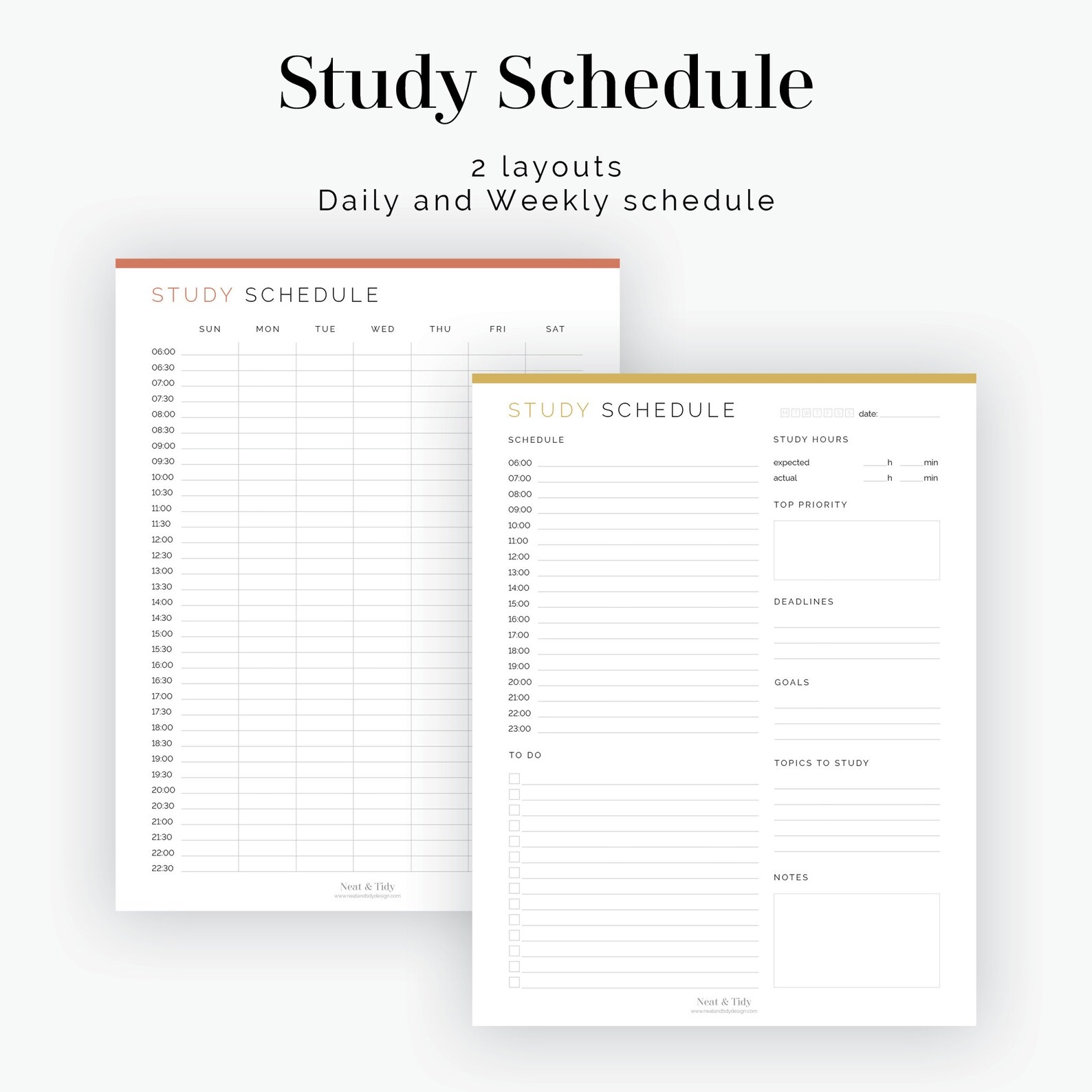 Daily & Weekly Study Schedule - Fillable - Printable PDF - Student ...