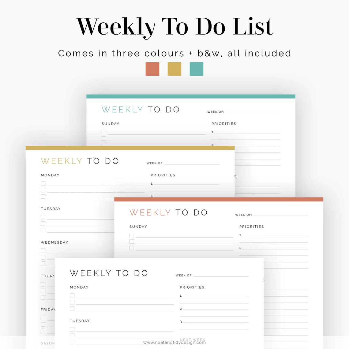 Weekly to Do List V3 Fillable Printable PDF Task Management ...