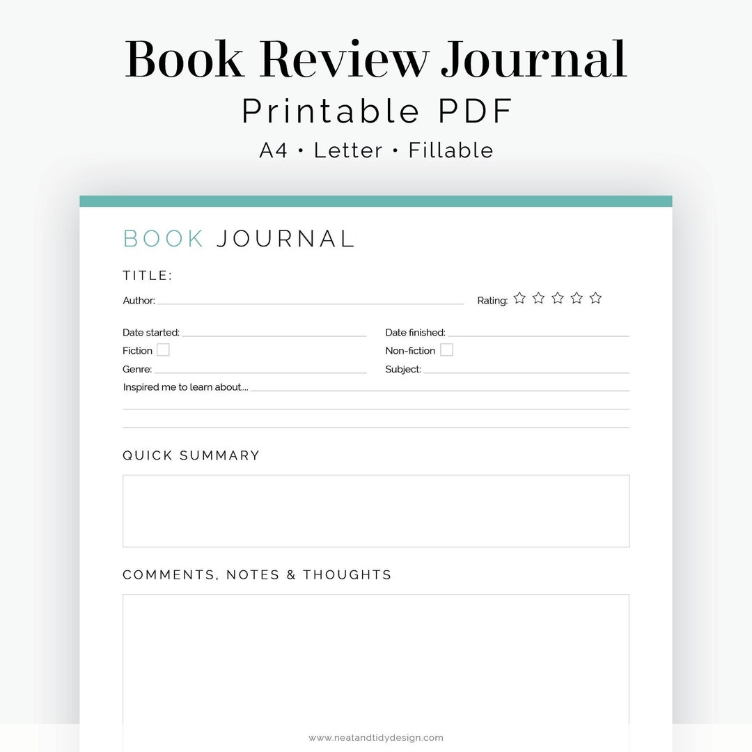 Book Review Journal, Book Log - Fillable - Printable PDF - Part of the ...