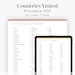 Countries Visited Checklist - Fillable - Travel Planner, Vacation ...