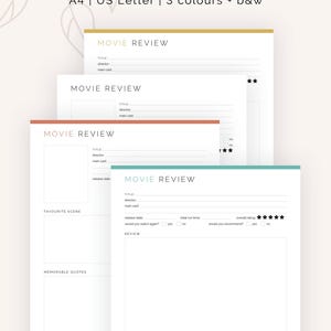 Movie Review Template: Printable & Fillable Film Journal (PDF) - Etsy