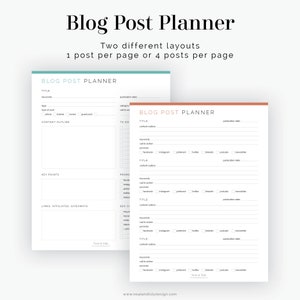 Blog Post Planner (2 Layouts) - Fillable - Printable PDF - Business ...