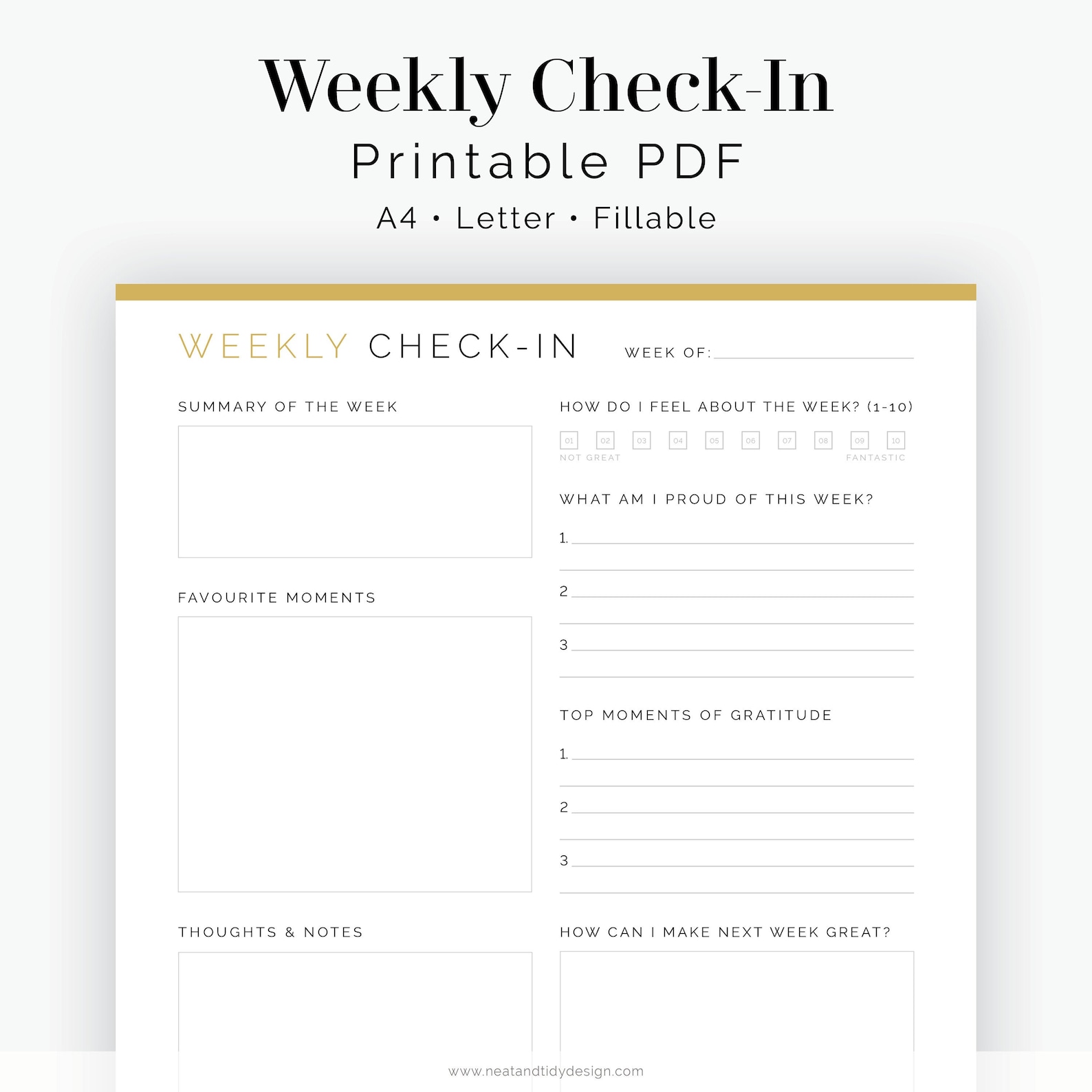 Weekly Check-in Journal Page Fillable Printable PDF - Etsy