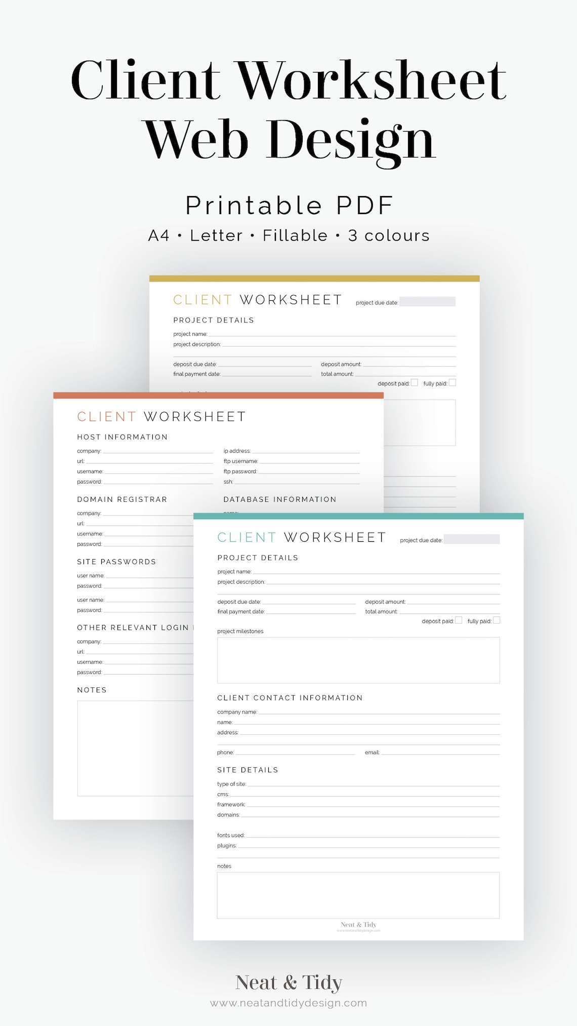 Client Worksheet Web Design Fillable Printable PDF Web - Etsy