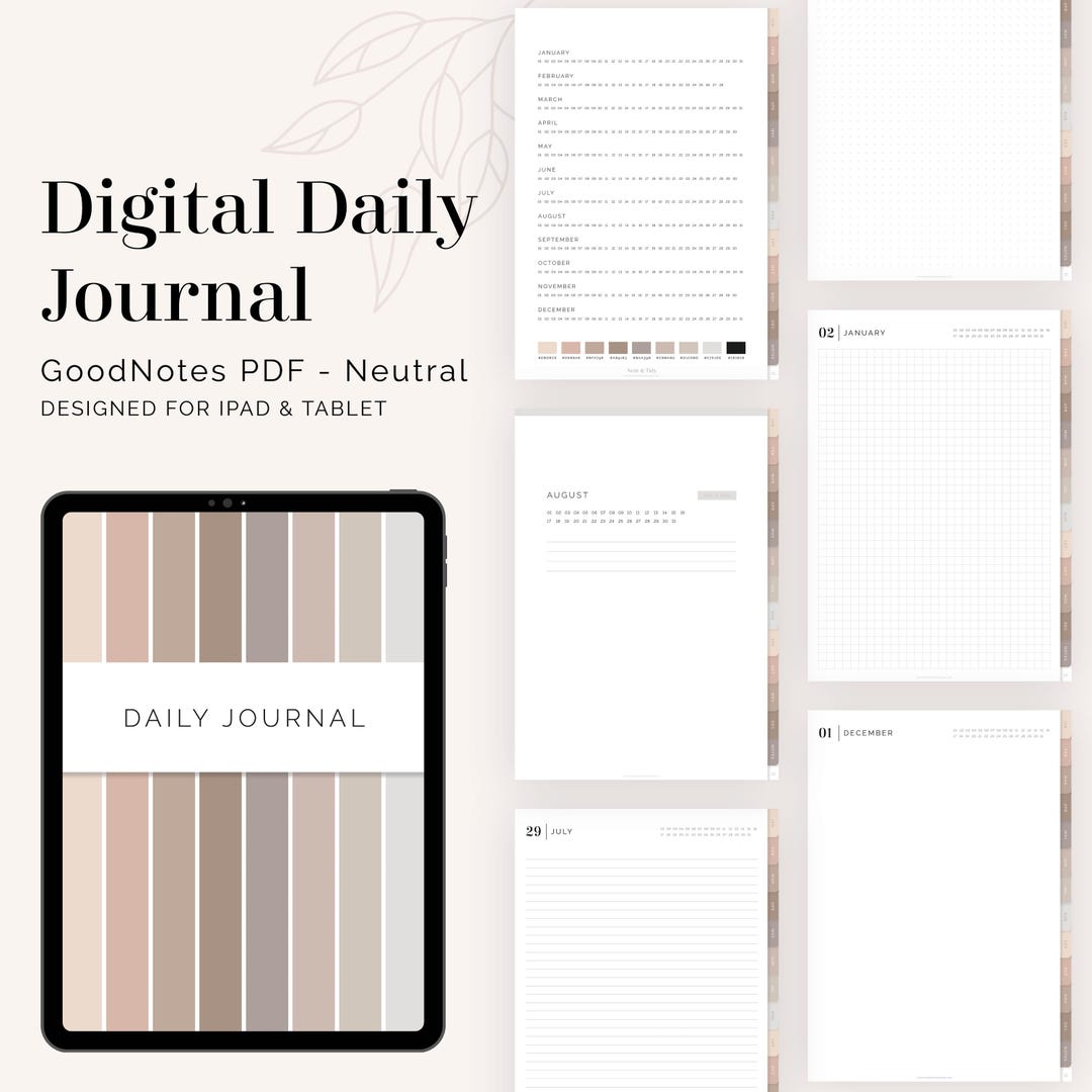 Digital Daily Journal for Goodnotes (neutral) - Hyperlinked Digital ...