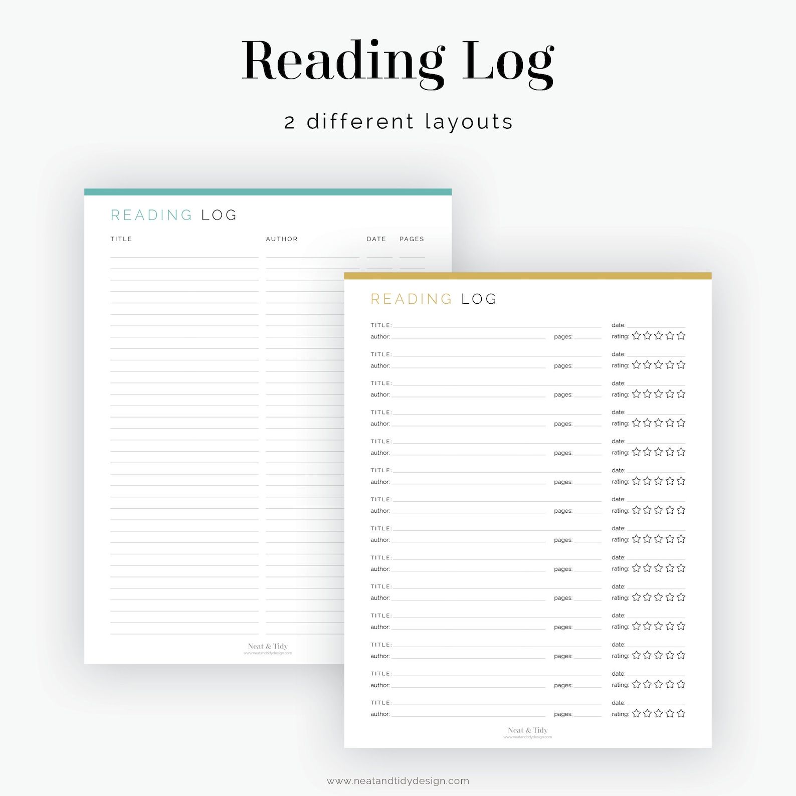 Reading Log Books Read Log 2 Layouts Fillable Printable | Etsy