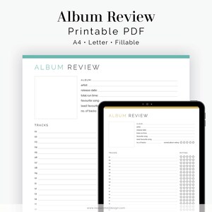 Music Album Review Fillable, Printable PDF Album Rating Template, Track ...