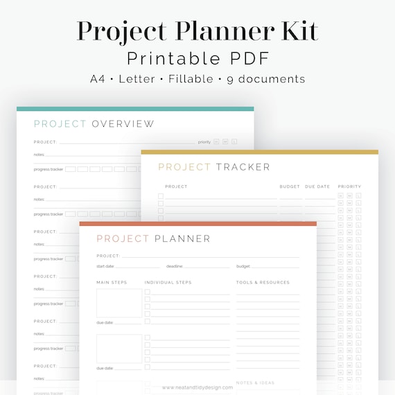 Project Planner Kit 9 Documents Fillable Printable PDF - Etsy