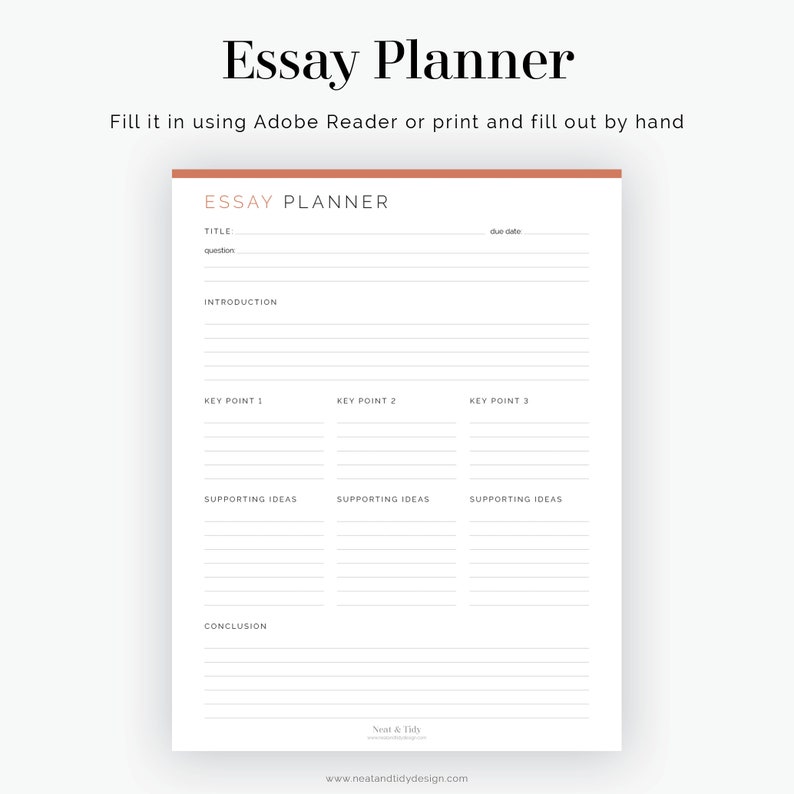 Essay Planner (lined & Unlined Versions) - Fillable - Printable PDF ...