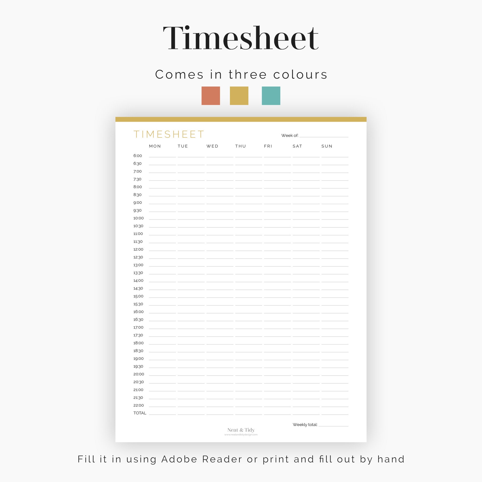 Timesheet 2 Layouts Fillable Business Planner Employee - Etsy