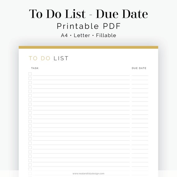 To Do List With Due Date Fillable Printable PDF Task | Etsy