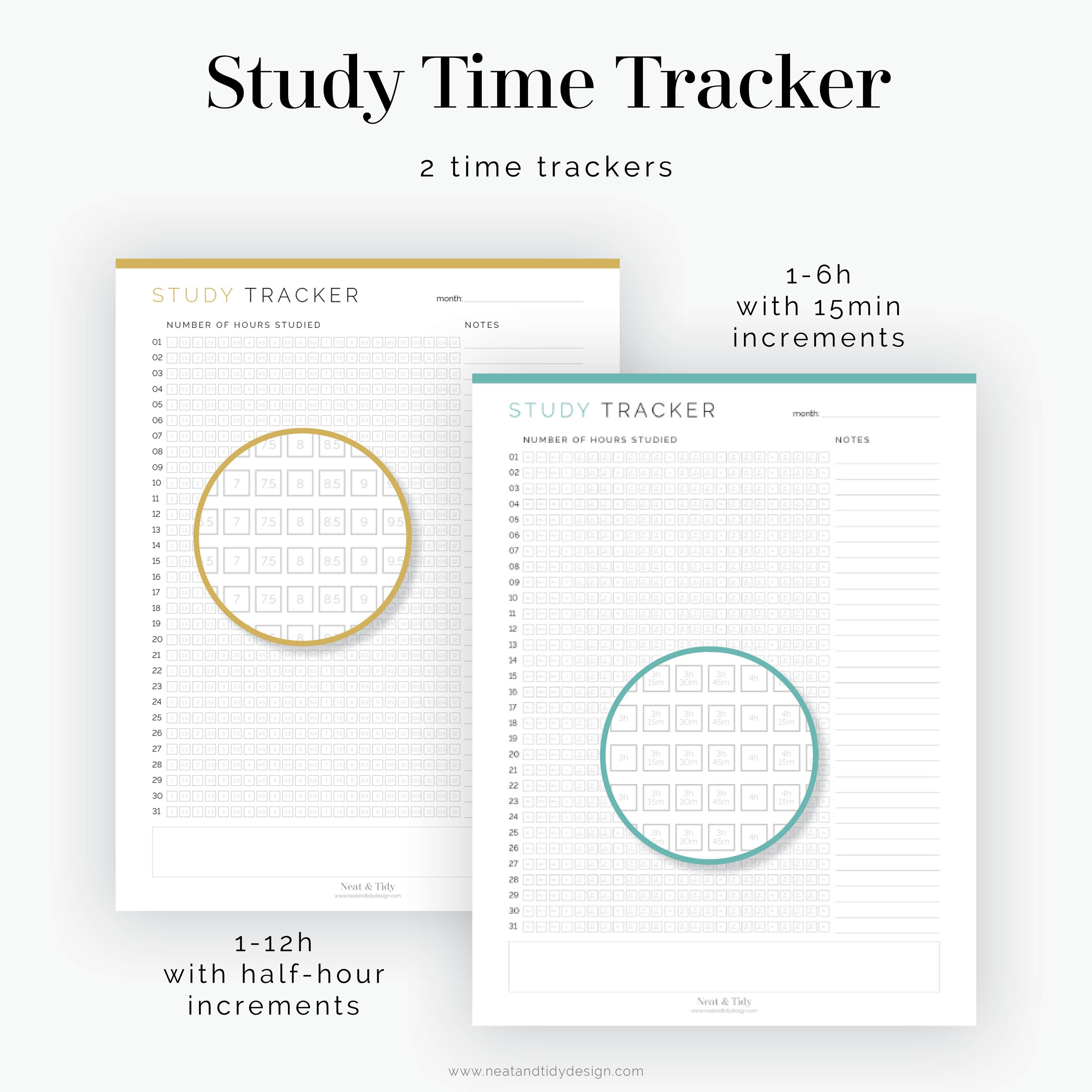 Study Time Tracker - Fillable - Printable PDF - Student Planner, High ...