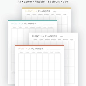 Monthly Planner V3 - Fillable - Time Planner, Perpetual Calendar ...