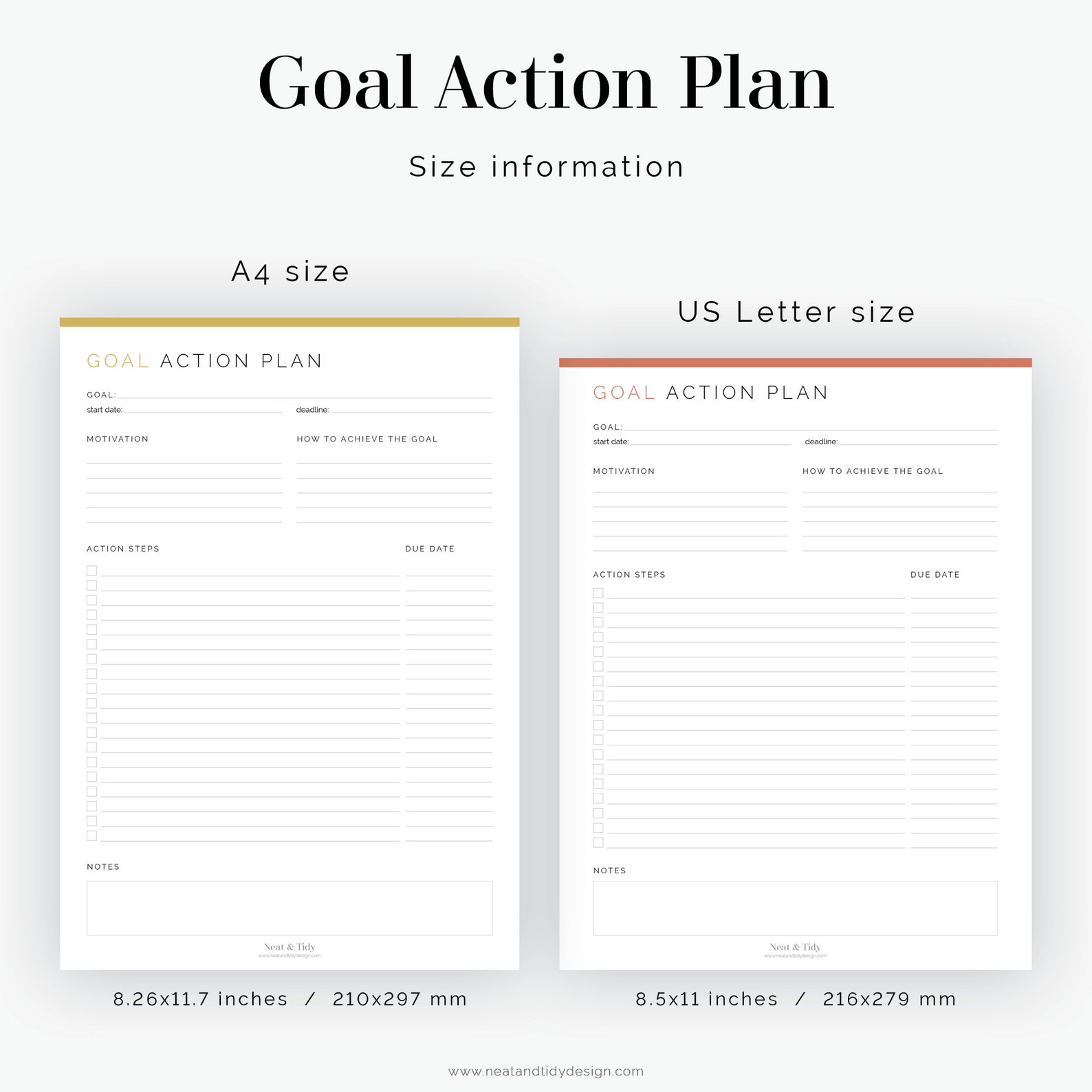 Goal Action Plan 2 Layouts Fillable Printable PDF New - Etsy