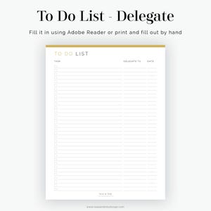 To Do List Delegate Fillable Printable PDF Task Management ...