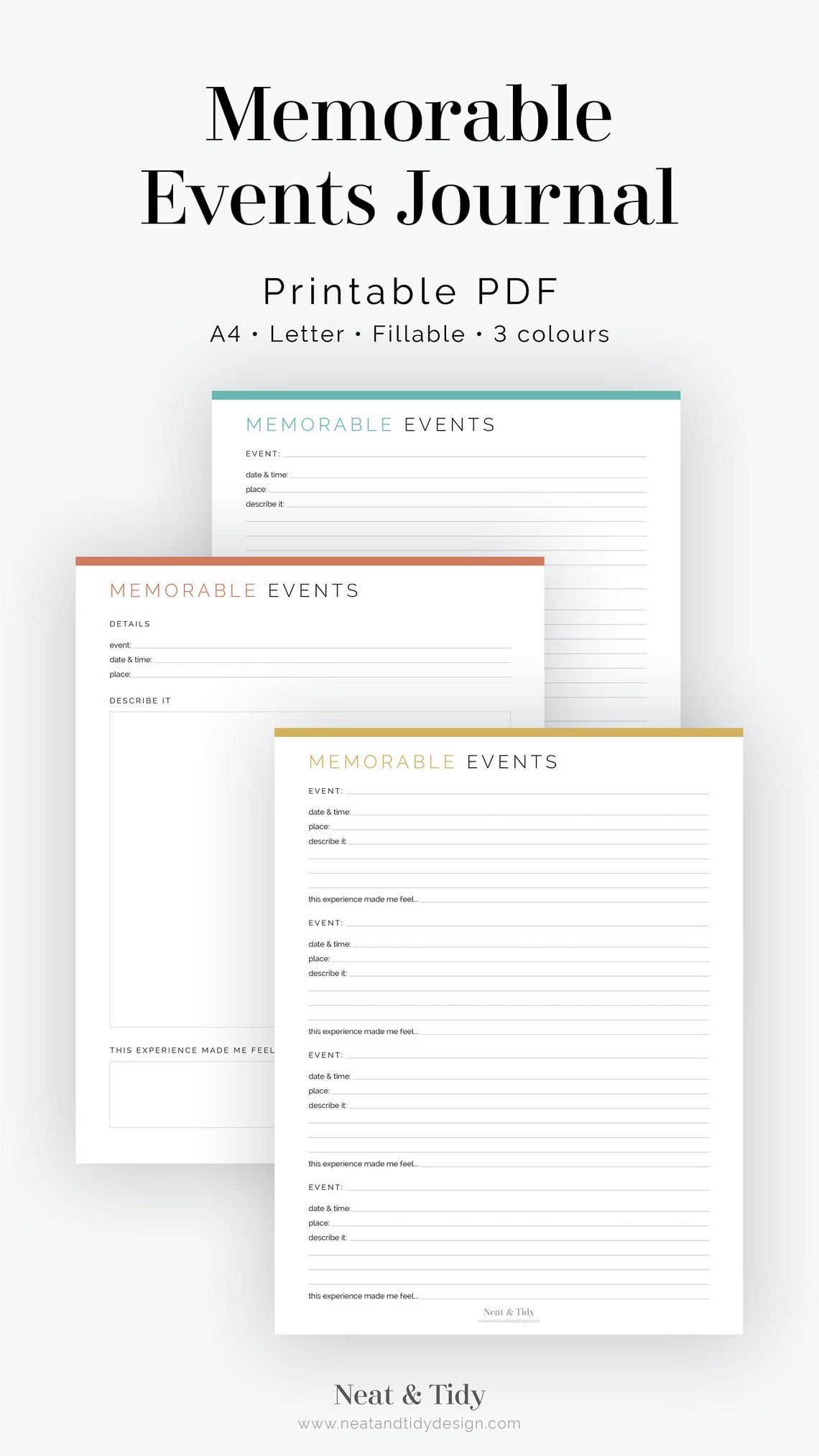 Memorable Events Printable 2 Layouts Fillable Printable PDF Memory Book ...