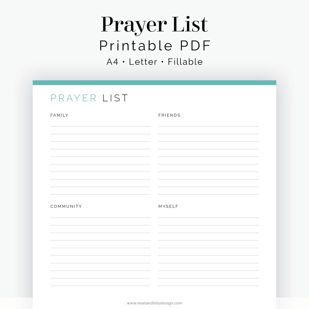 Prayer List (2 Layouts) - Fillable - Printable PDF - Daily Devotional ...