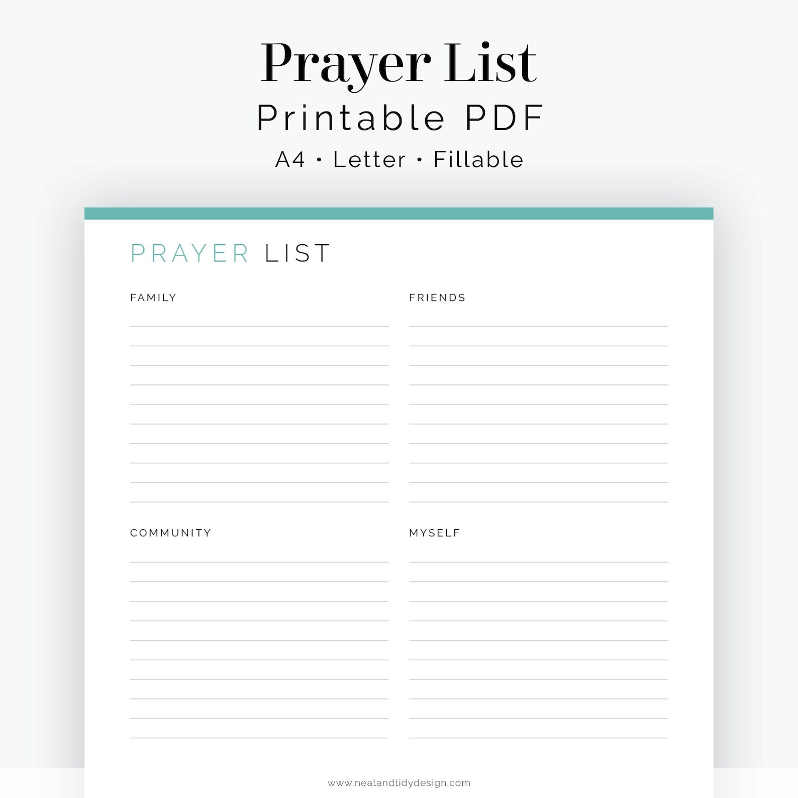 Prayer List (2 Layouts) - Fillable - Printable PDF - Daily Devotional ...