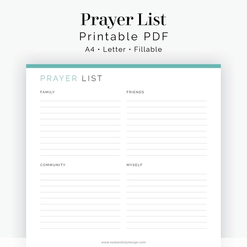 Prayer List (2 Layouts) - Fillable - Printable PDF - Daily Devotional ...