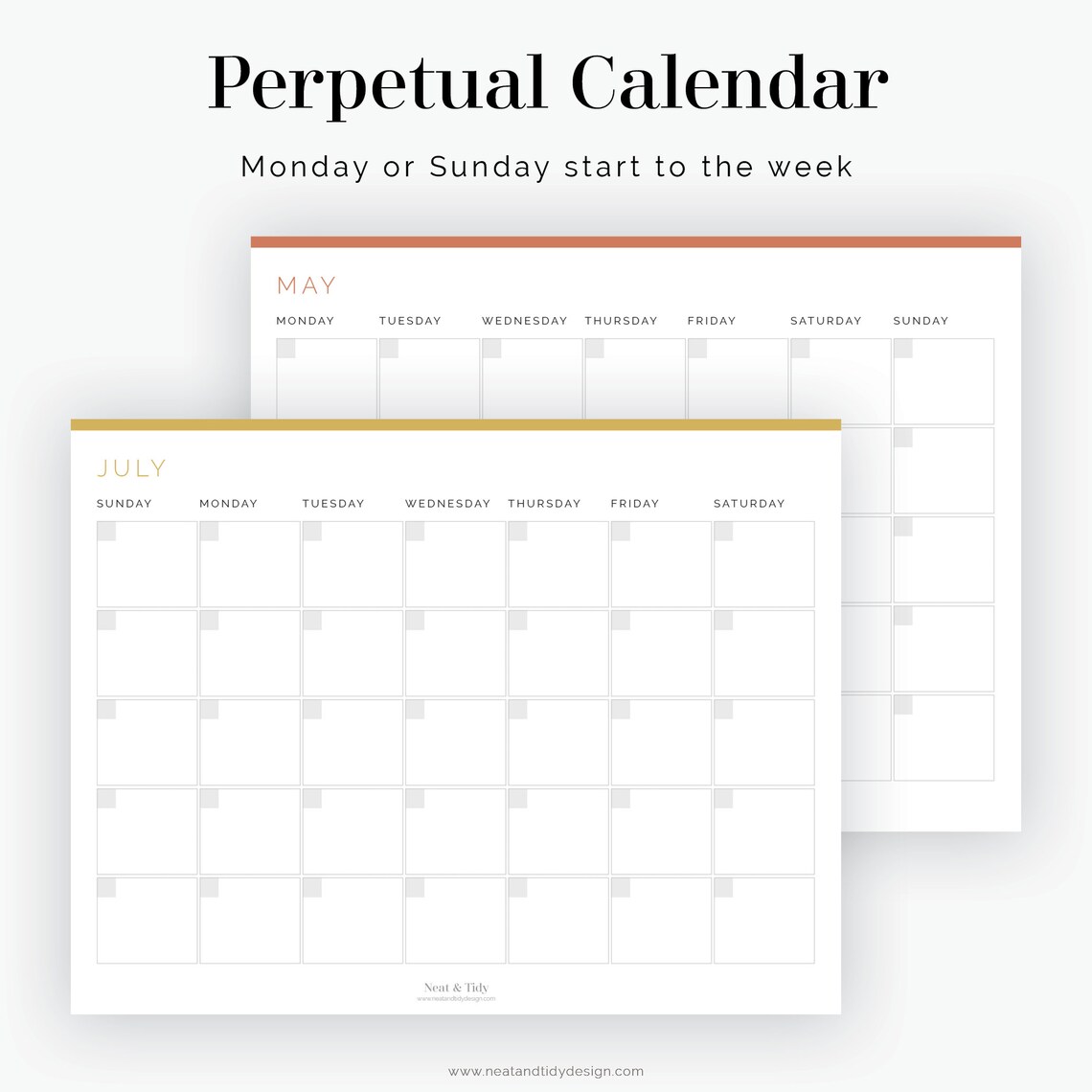 12 Month Perpetual Calendar - Fillable - Printable PDF - Business ...