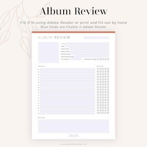 Music Album Review - Fillable, Printable PDF - Album Rating Template ...