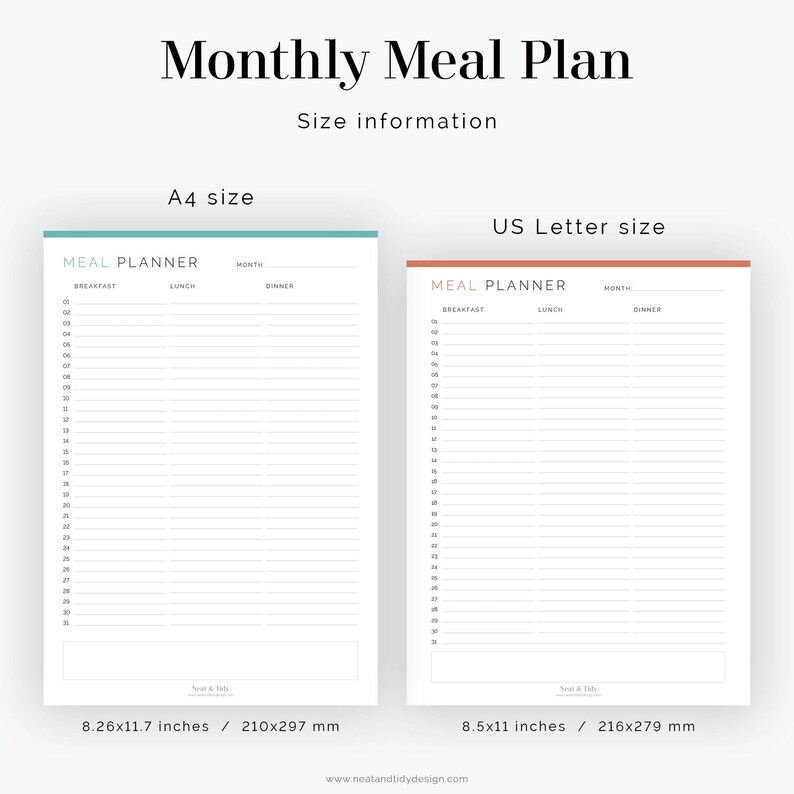 Monthly Meal Planner (list View) - Fillable - Printable PDF - Meal Prep ...