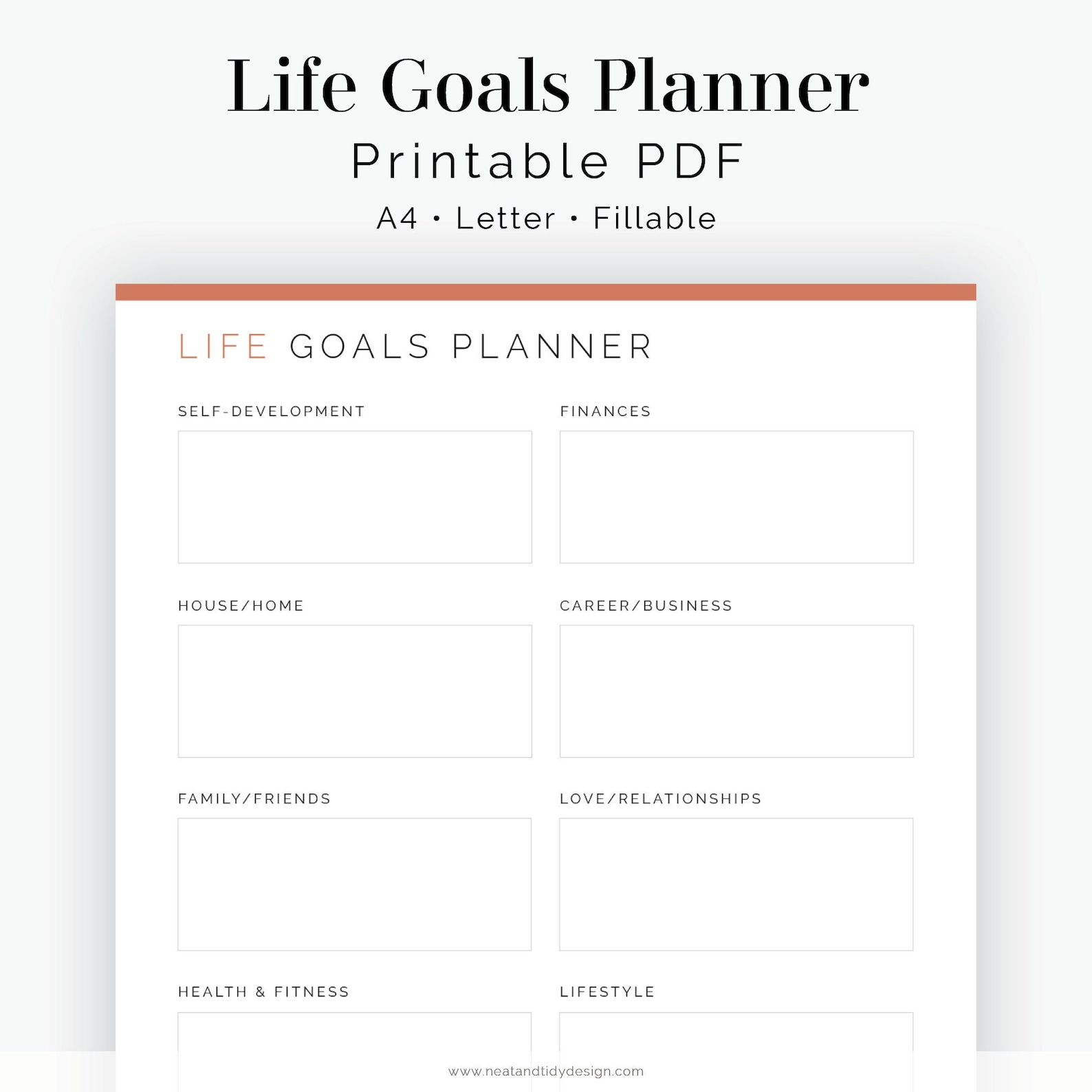 Life Goals Planner - Fillable - Printable PDF - New Year Resolution ...
