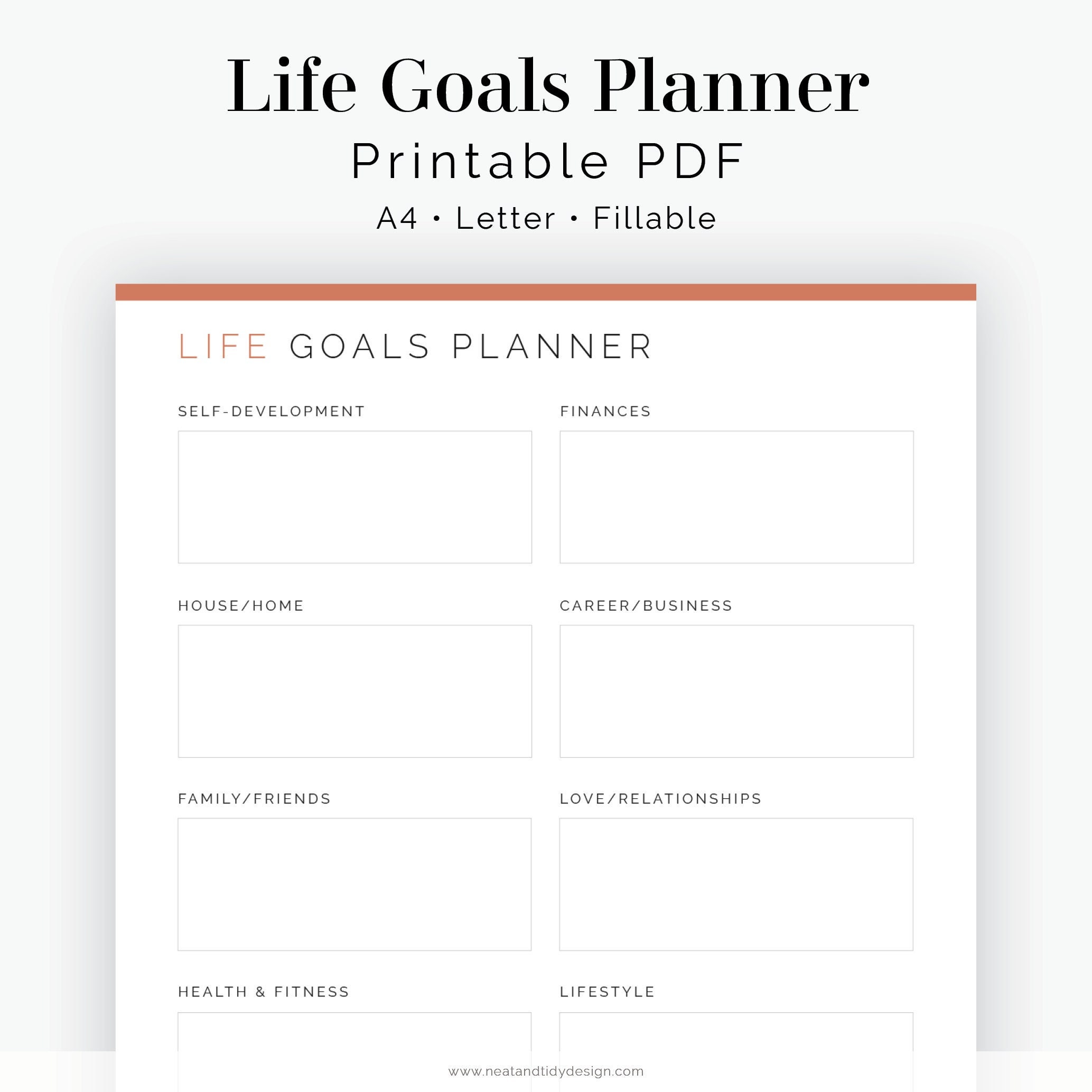 Life Goals Planner - Fillable - Printable PDF - New Year Resolution ...