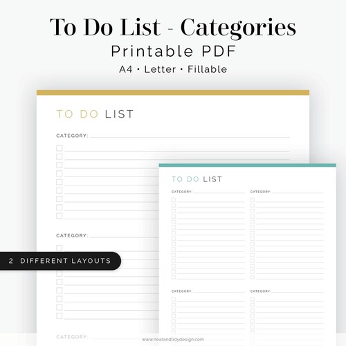 To Do List With Categories Fillable Productivity Printable - Etsy