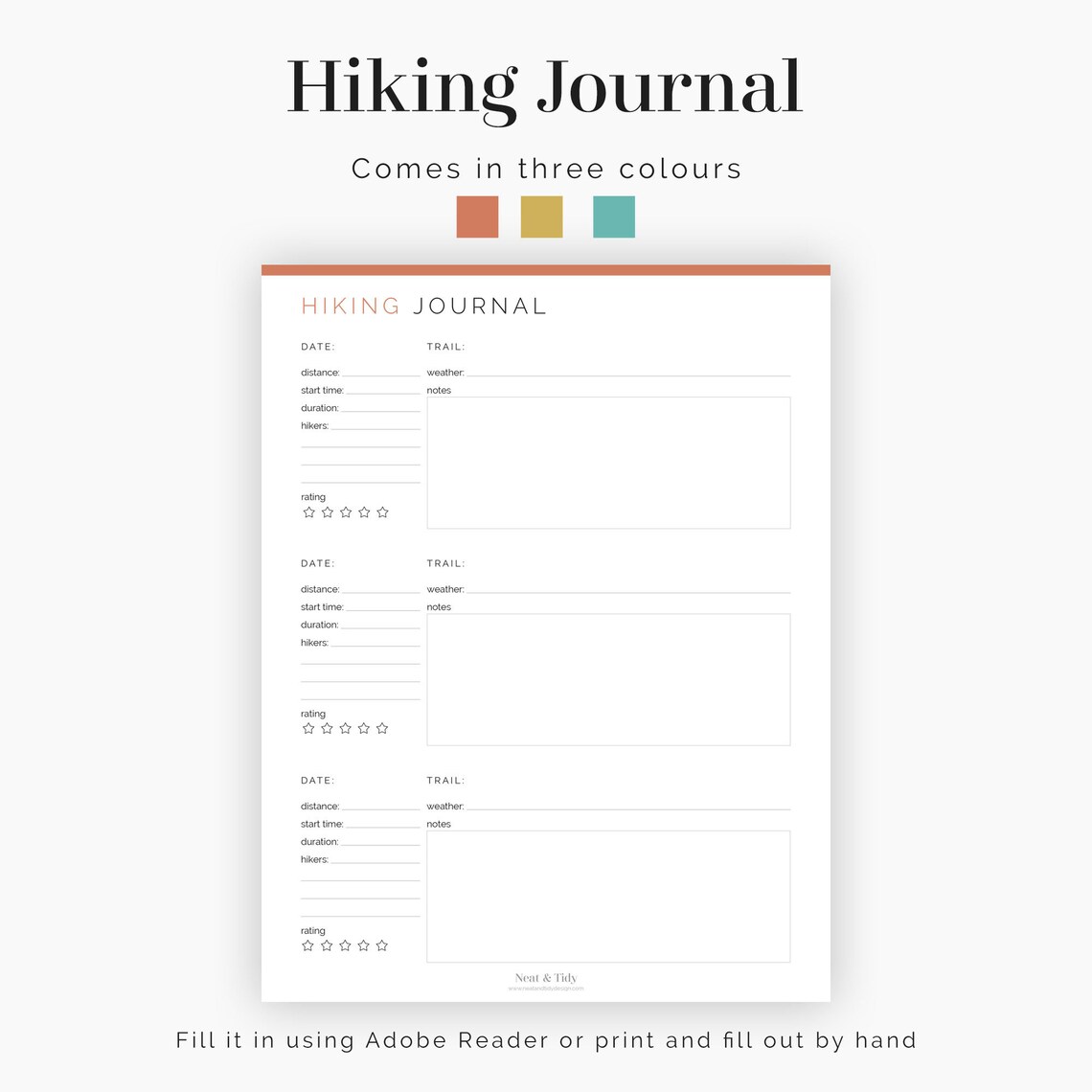 Hiking Journal Fillable Trail Journal Walking Log Travel | Etsy