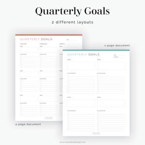 Quarterly Goals (2 Layouts) - Fillable - Printable PDF - New Year ...